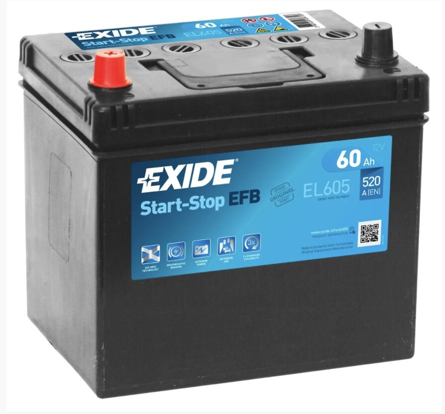 Exide 005R EFB Car Battery 60Ah EL605 for sale online | eBay