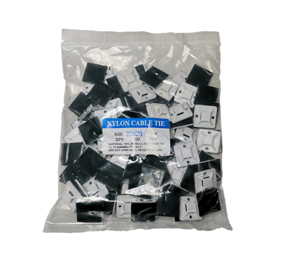 100 PCS ADHESIVE CABLE TIE WIRE CLAMP MOUNT, WALL HOLDER BASE 20X20MM 3 ...