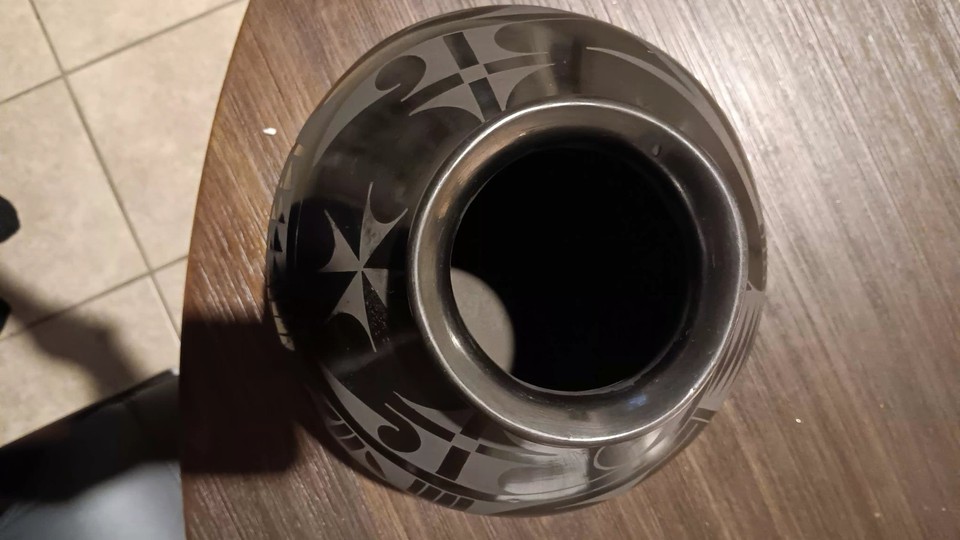 Signed by Jesus Pina-Mata Ortiz Blackware Pottery Vase 9X9.5. Vintage ...
