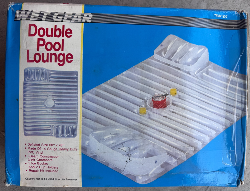 Wet Gear Inflatable Double Pool Lounge Tanner 78"x 60” Pool Float Cup ...