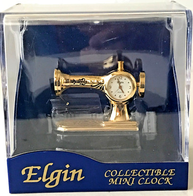 ELGIN SEWING MACHINE COLLECTIBLE MINI CLOCK - VINTAGE 1990s - NEW OLD ...