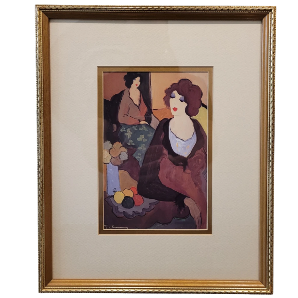 Itzchak Tarkay Waiting Signed in the Print Custom Wood Framed/Glass ...