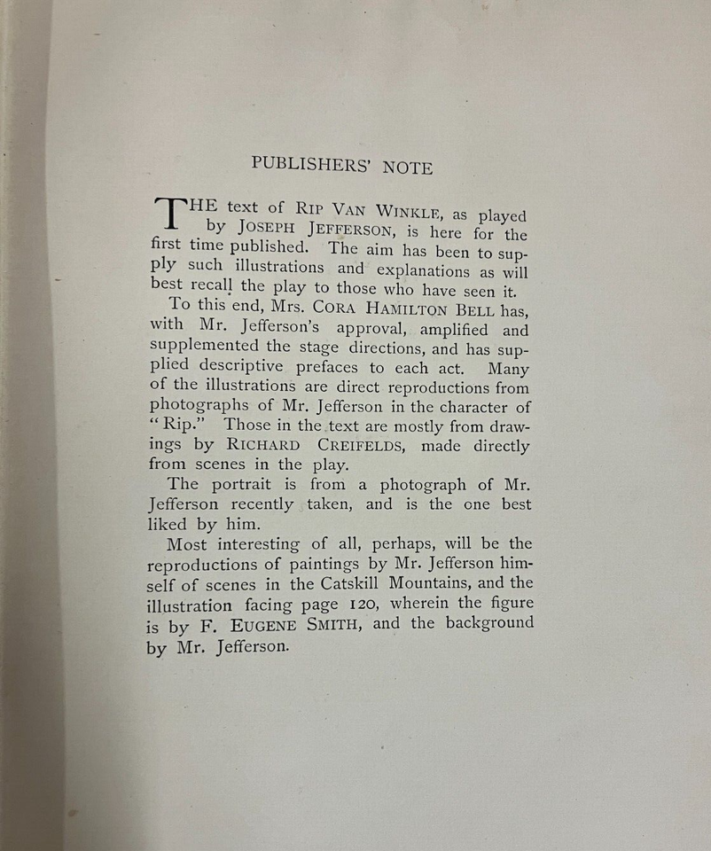 Rip Van Winkle Joseph Jefferson 1895 1st EDITION - Illustrated w/plates ...