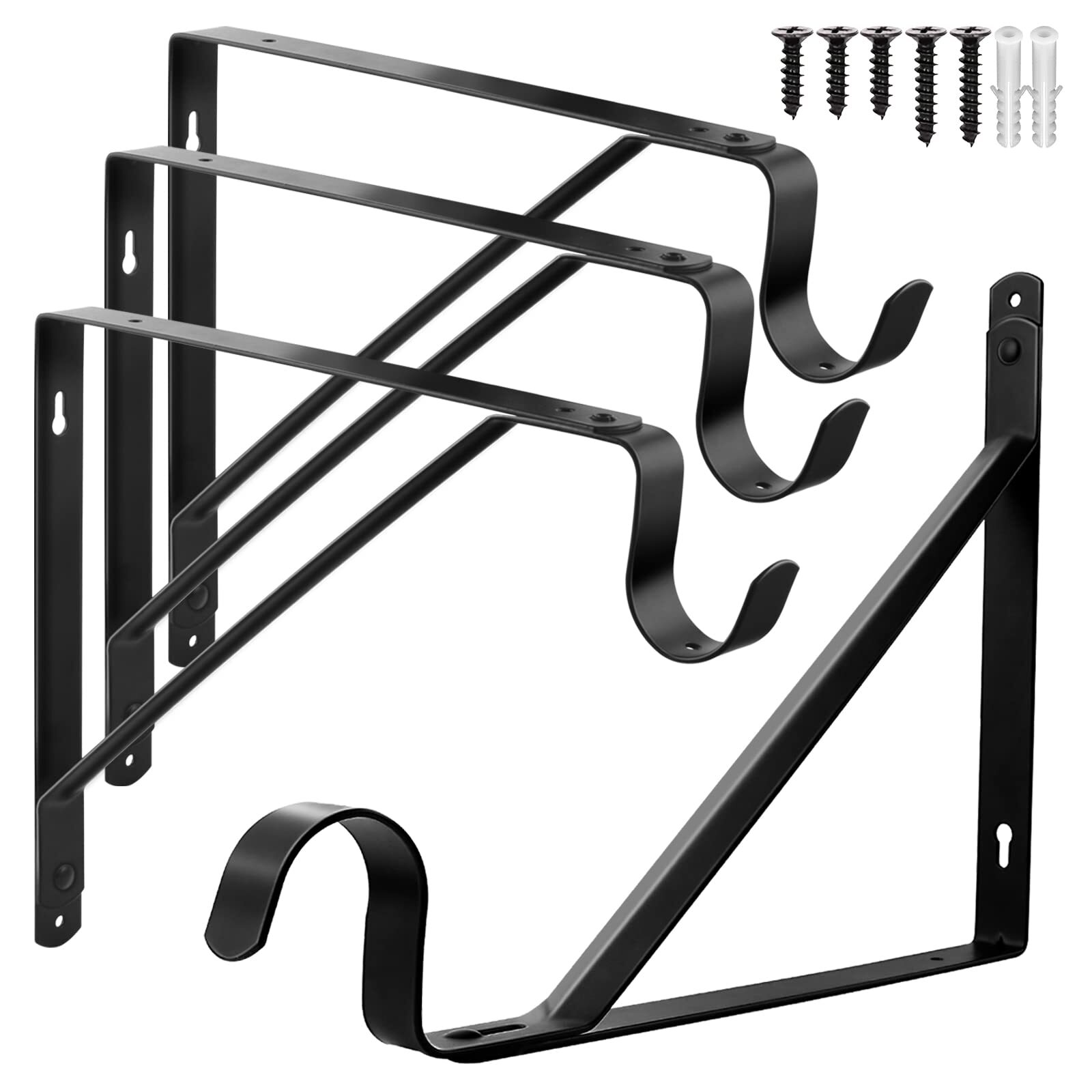 Closet Rod Bracket Heavy Duty Shelf Bracket with Rod Holder 10.9X 10.2 ...
