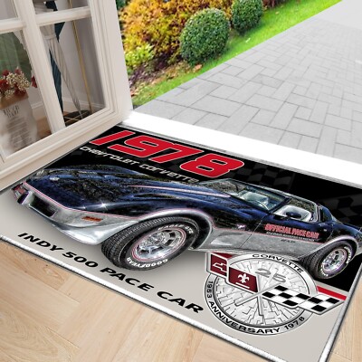 Door Mat Indoor Outdoor Heavy Duty 1978 Corvette Indy 500 Design Rug | eBay