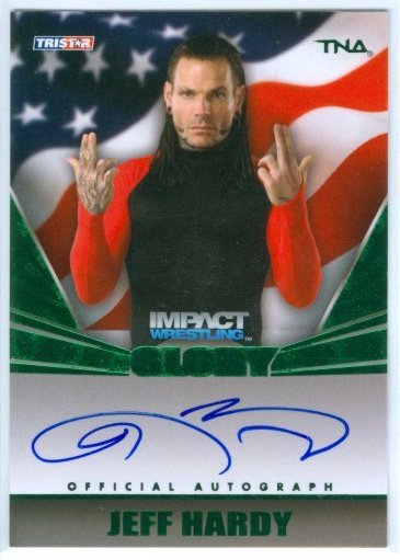 JEFF HARDY "GREEN PARALLEL AUTOGRAPH CARD #1/5" TNA IMPACT GLORY 2013 ...
