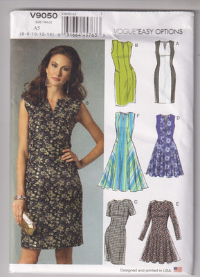 9050 VOGUE Easy - DRESS w Seam Interest & Variations - Sz 6/8/10/12/14 ...