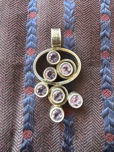 Vintage Abstract Sterling Silver Pendent Amethyst Finland Hallmarks ...