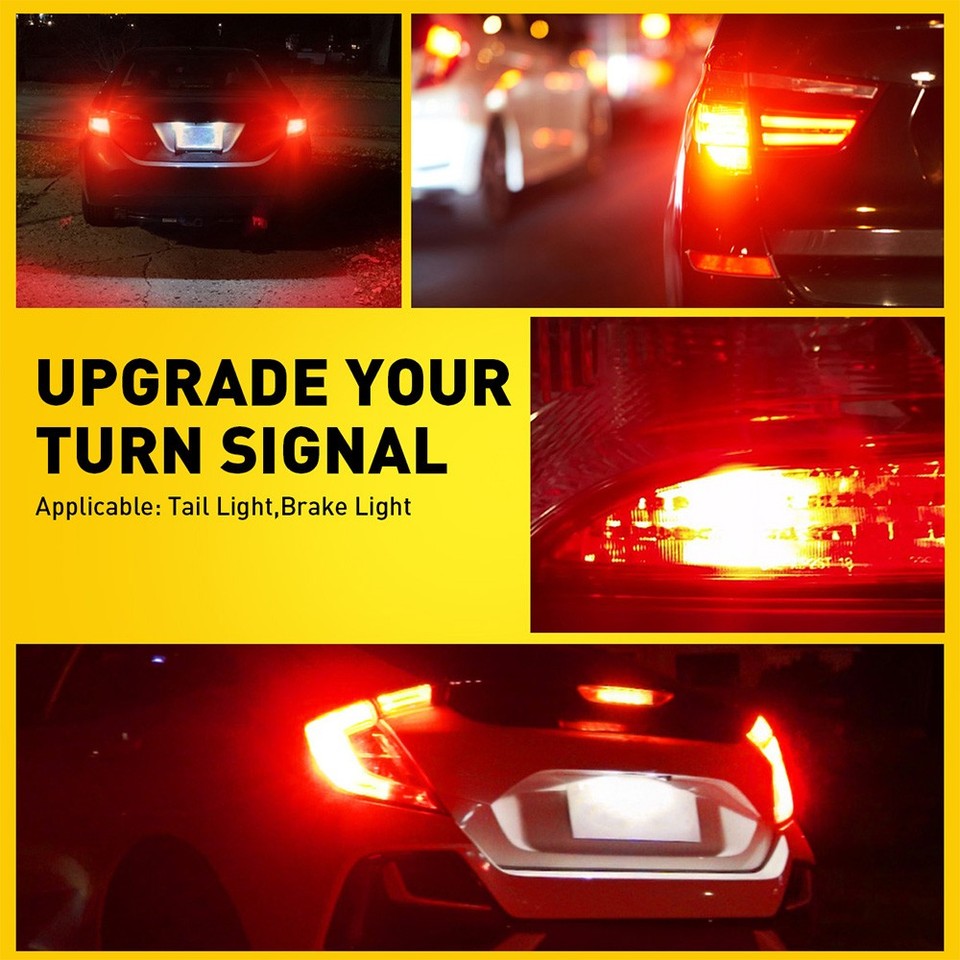 2-20PCS AUXITO 7443 Red LED Bulbs Tail Lights Brake Lamps Dim W21W ...