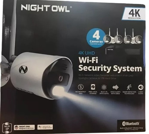 Night Owl WiFi NVR w/4 4K UHD Spotlight Cameras w/Two-Way Audio & 1TB ...