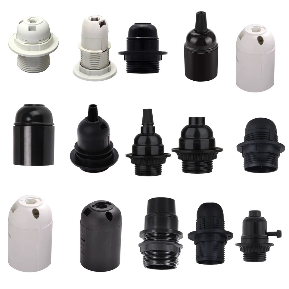E27 E14 Plastic Light Bulb Lamp Holder Screw style Pendant Socket Bulb ...