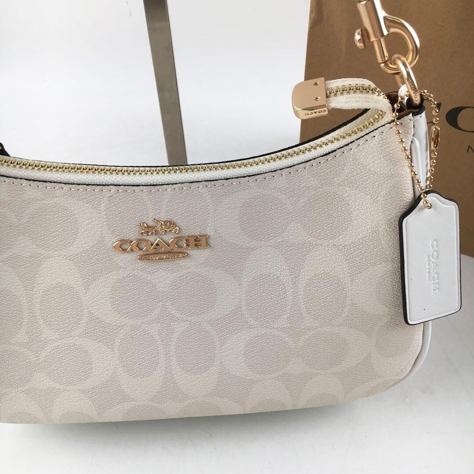 COACH Teri 2Way Shoulder Bag Signature Coated Canvas White CA548 outlet ...