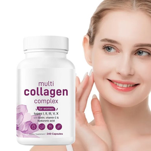 Premium Collagen Peptides 240 Capsules:Hydrolyzed Anti-Aging(Types I,II ...