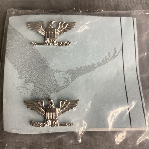 Pair WW2 WWII US Army Colonel Eagle War Bird Device Pin Badge Insignia ...
