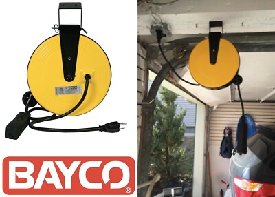 Bayco SL-800 Retractable Metal Cord Reel w/ 3 Outlets 30 Foot New Free ...