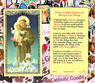 Prayer to Saint Anthony to Recover Lost Things - Laminated Holy Card ...