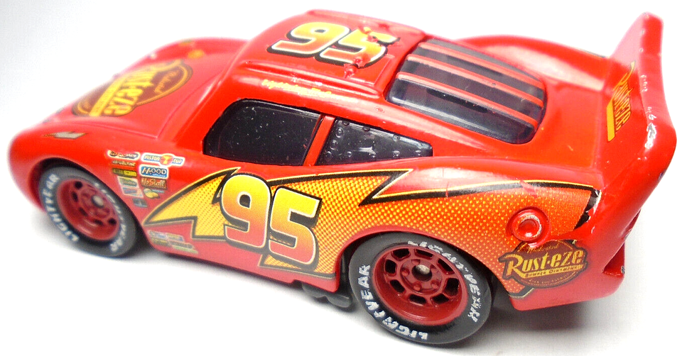 DISNEY PIXAR CARS LIGHTNING MCQUEEN #95 RUST-EZE RED 1:55 DIECAST 3 ...