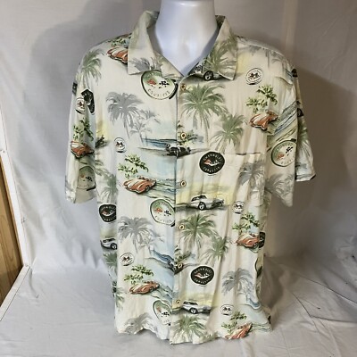 Newport Blue Mens Hawaiian Aloha Shirt XL Chevrolet Chevy Corvette Free ...