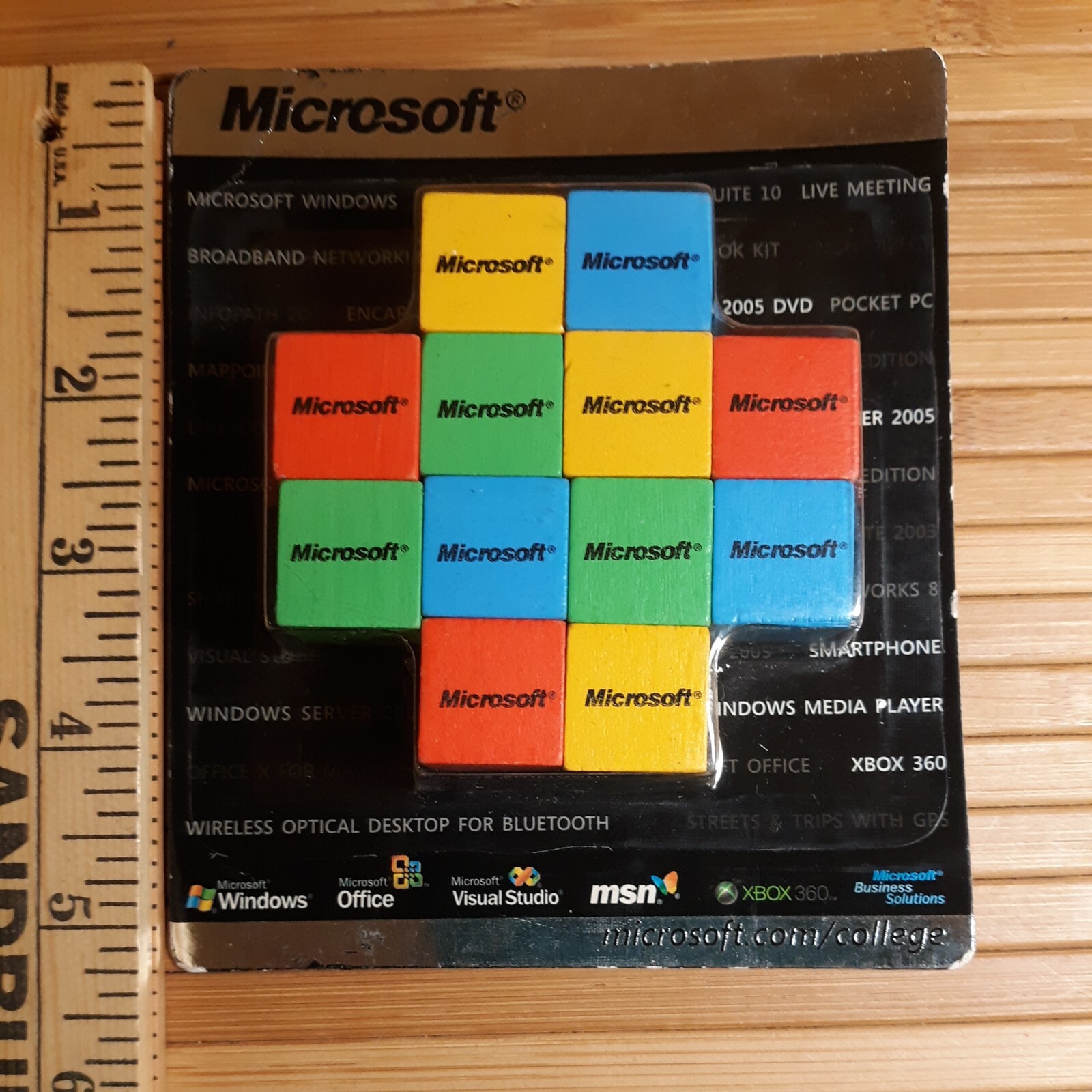 Microsoft Wood Cube Puzzle Advertising Windows colors RYGB unopened | eBay