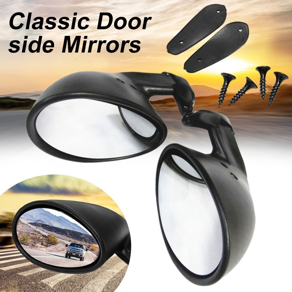 PAIR California Classic Universal Black Side Mirrors Hot Rod Rat Rod ...
