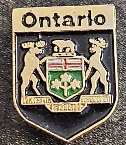 VTG Gold Toned Enameled Lapel Hat Pinback Ontario Shield | eBay