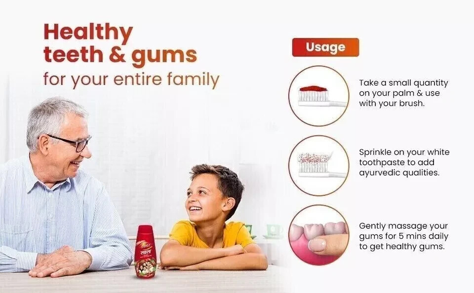 Dabur Lal Dant Manjan Protects teeth from oral cavity and tooth decay ...