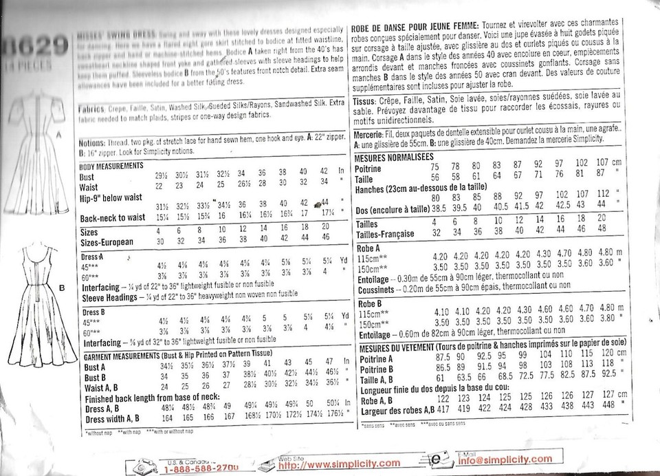 Vintage Simplicity #8629 Misses' Retro 1950's Swing/Roskabilly Dress ...