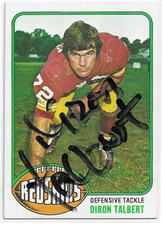 DIRON TALBERT Autographed Signed 1976 Topps football card Washington ...