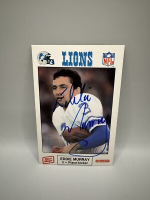 EDDIE MURRAY Signed Autograph 1987 Detroit Lions Police Pal Card #7 ...