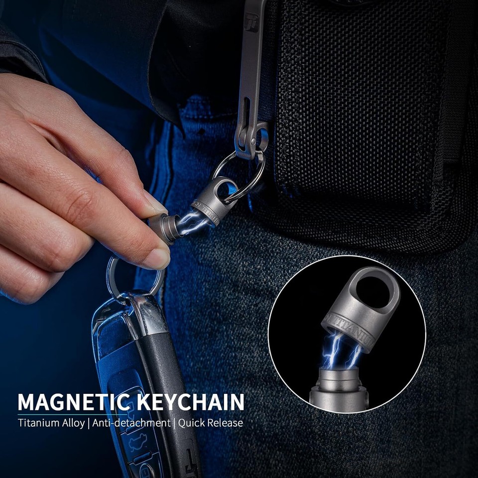 FEGVE Quick Release Keychain Titanium Magnetic Keychain Pull Apart ...