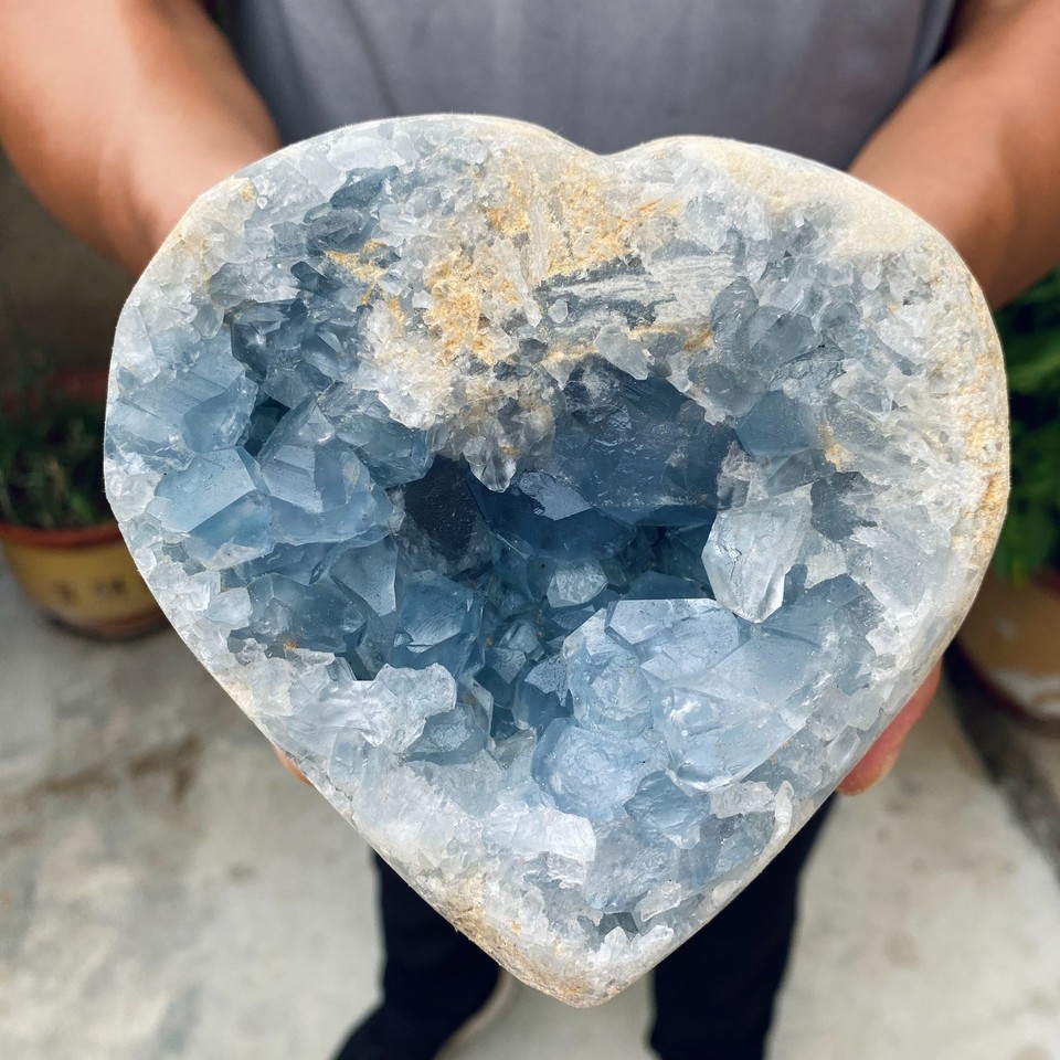 5LB Natural Beautiful Blue Celestite Crystal Geode Cave Mineral ...