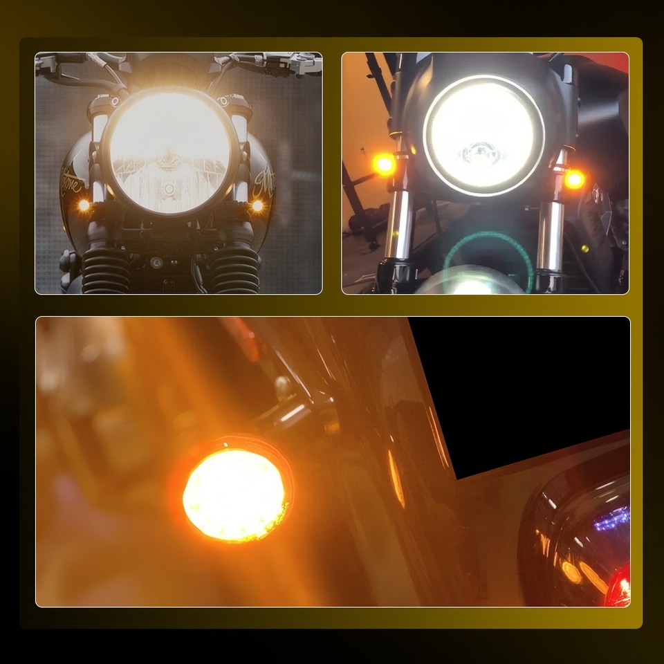 2x Motorcycle Turn Signals Mini Bullet Blinker Amber Indicator Light ...