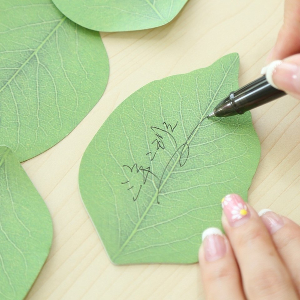 Cute Leaf Sticky Notes Memo Pad Self-Adhesive Sticky Notes Bookmark ...