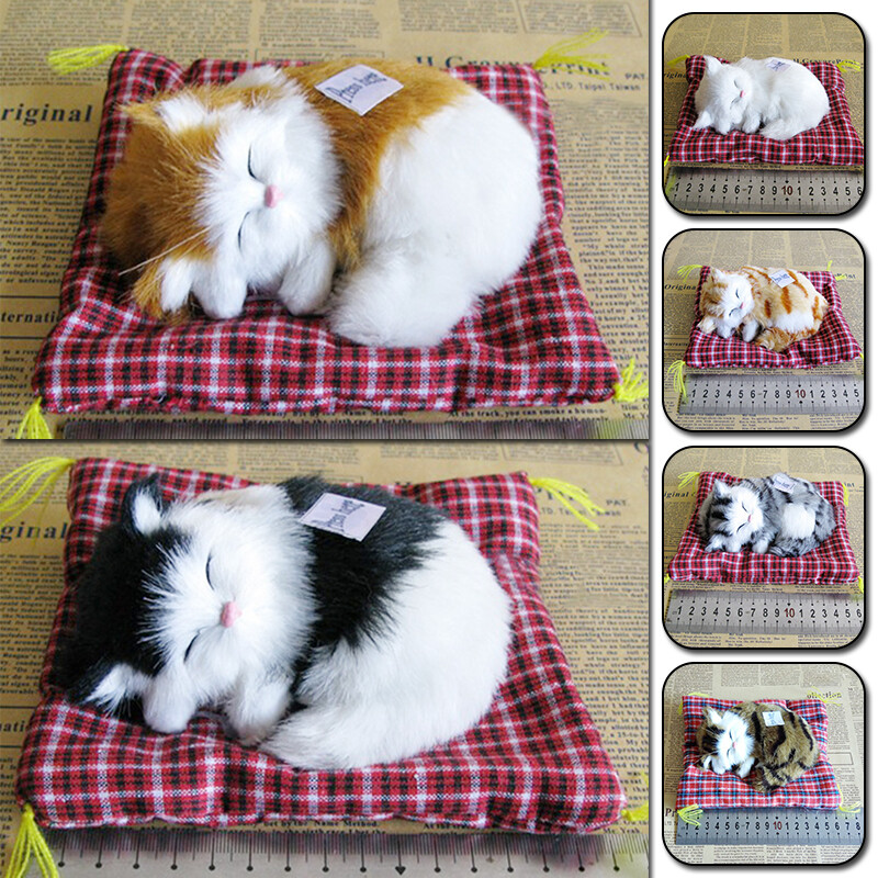 Cute Plush Stuffed Toy Realistic Simulation Sleeping Cat Kids Animal ...
