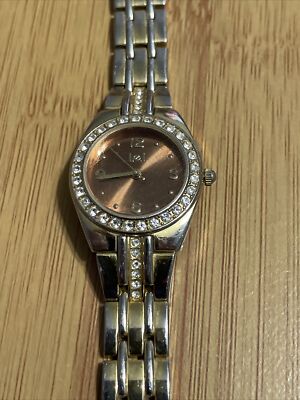 LEI Womens Watch Gold Tone 26 mm Case Bracelet Band Analog Crystal ...