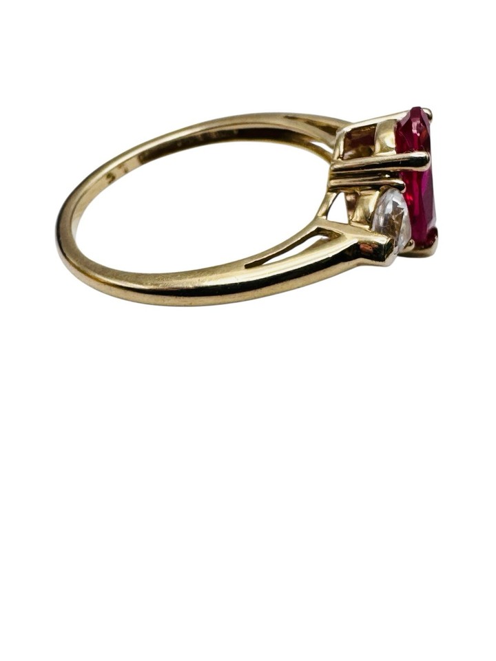 10K Yellow Gold Lab Ruby CZ Ring THL Samuel Aaron Size 7 Beautiful | eBay