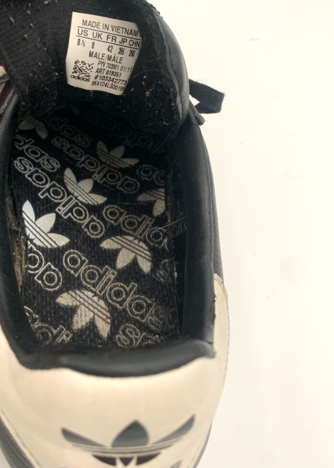 Adidas Samoa Men’s Size 8.5 Black White Leather Sneakers Trefoil ...