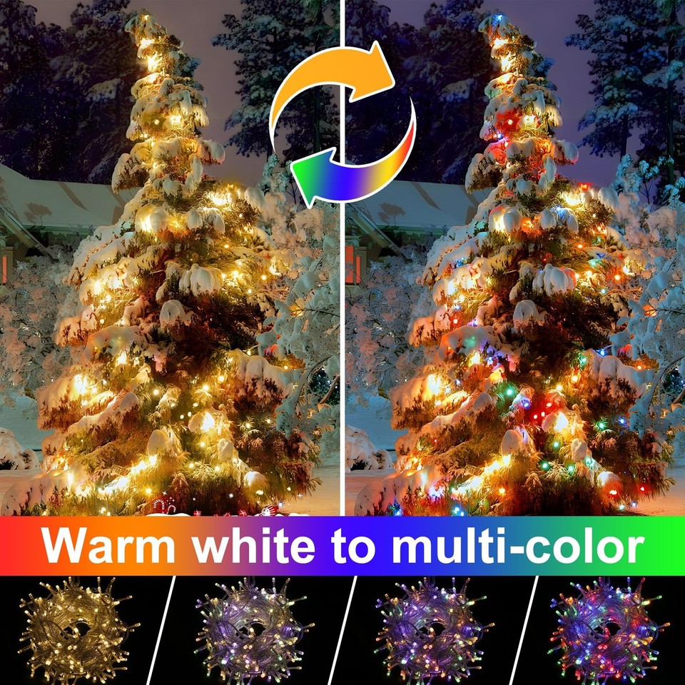 Color Changing Christmas Lights 98ft Outdoor Christmas Lights 11 Modes ...