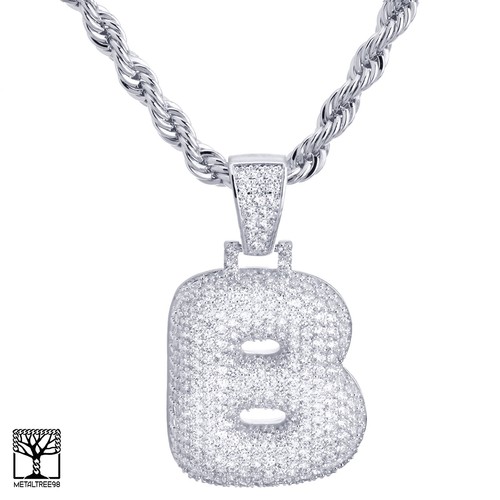 Self Made Silver Color Super Font Iced Out Letter Pendant - www ...