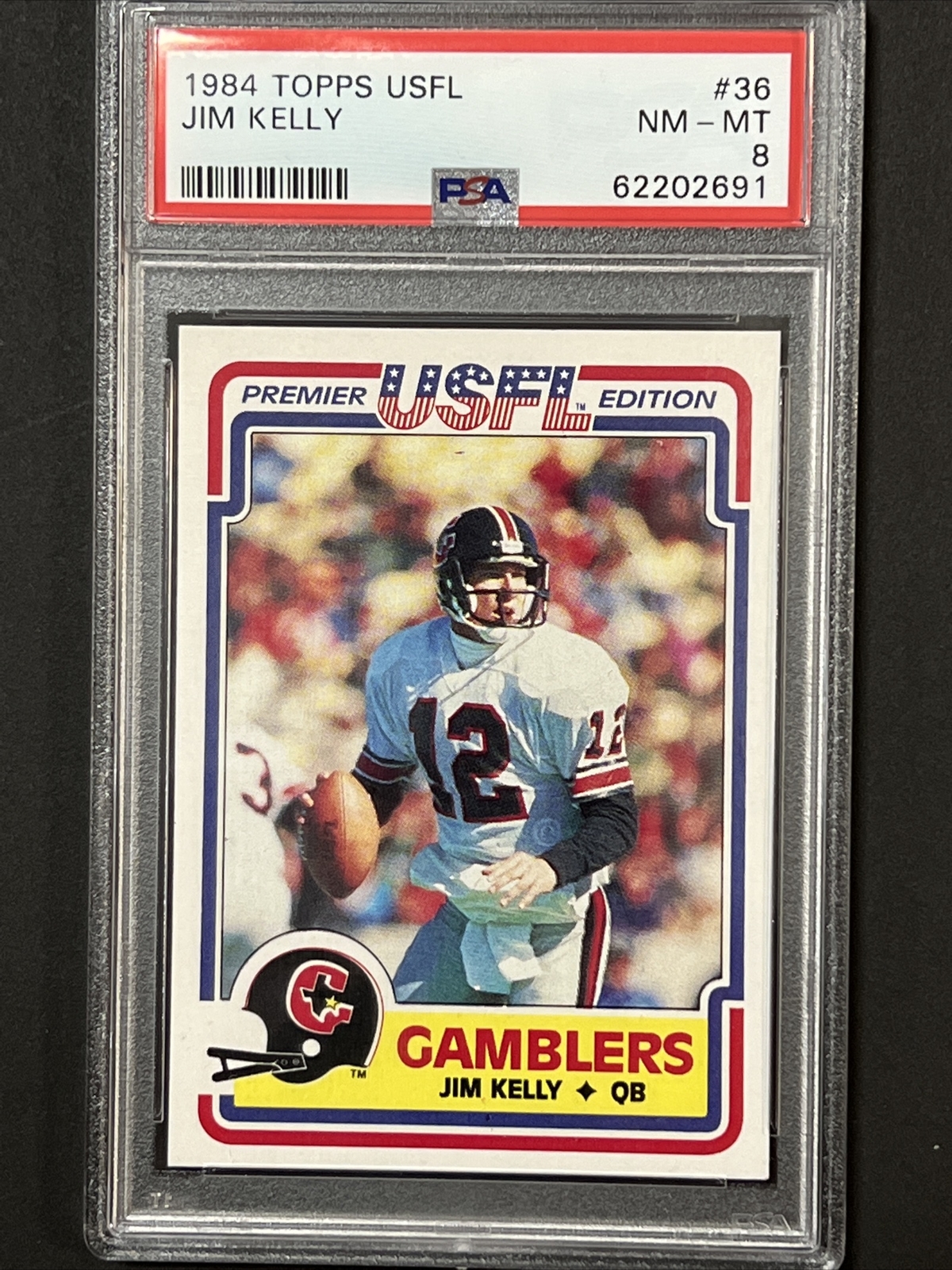 1984 Topps USFL #36 Jim Kelly Houston Gamblers PSA 8 NM-MT | eBay