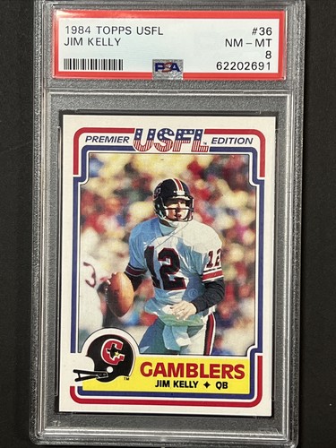 1984 Topps USFL #36 Jim Kelly Houston Gamblers PSA 8 NM-MT | eBay