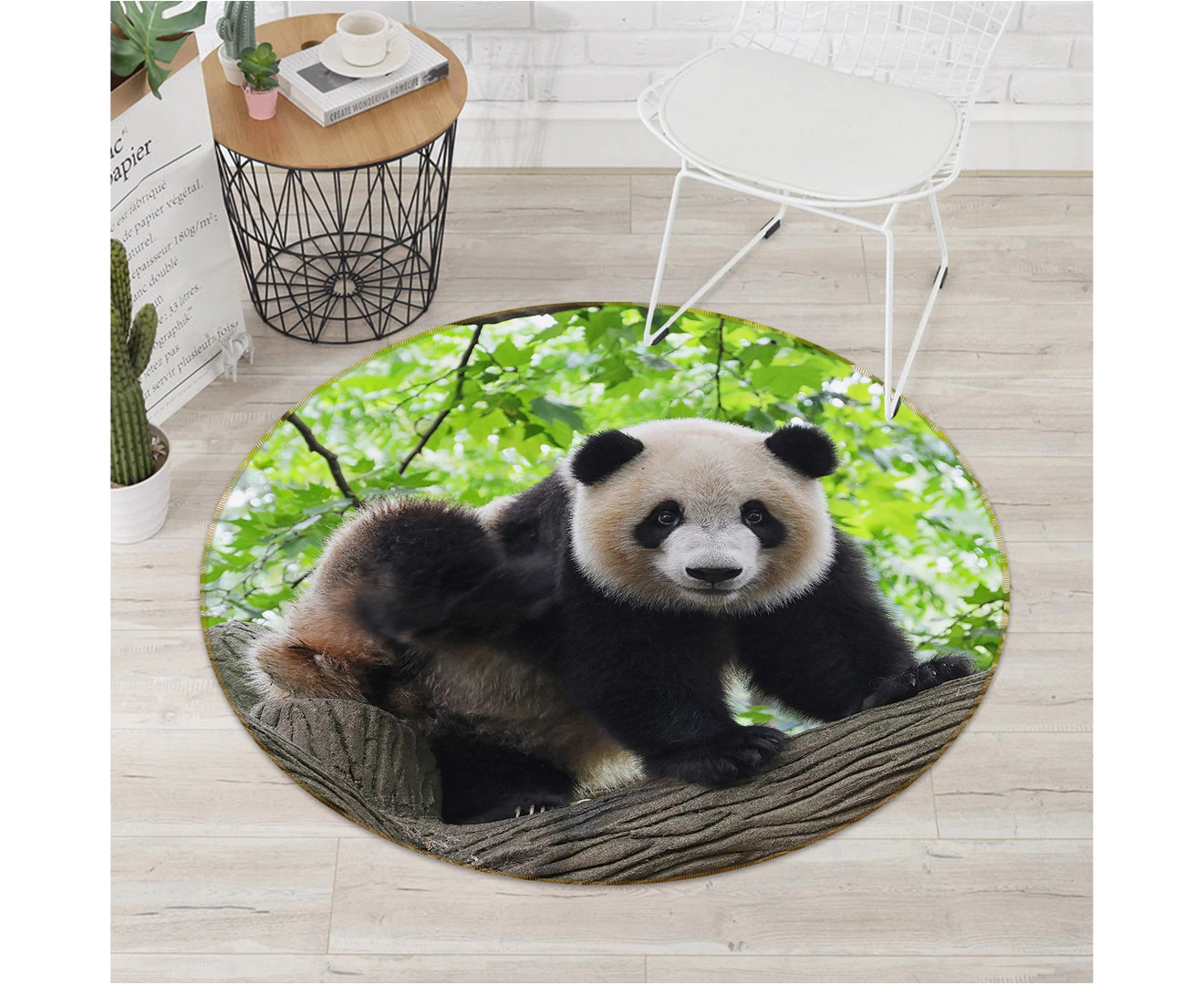 3D Panda 82031 Animal round Game Non Slip Rug Mat Photo Carpet Size ...