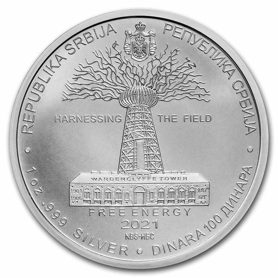 2021 NGC MS 70 1 oz Silver Nikola Tesla Free Energy Wardenclyffe Tower ...