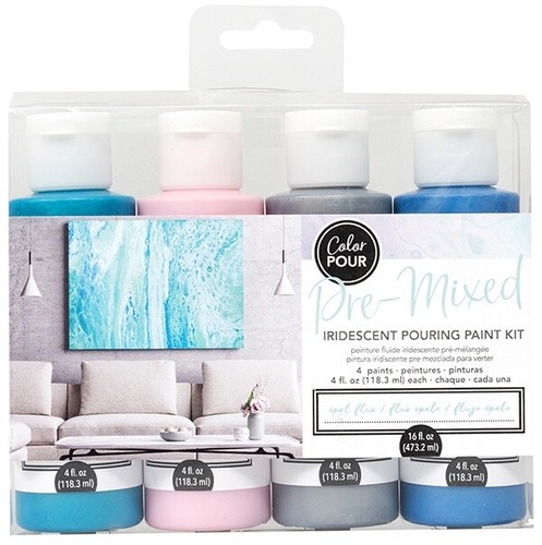 American Crafts Color Pour Pre-Mixed Paint Kit 4/Pkg-Opal Flux 348503 ...