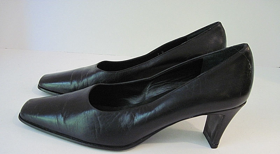 RANGONI FIRENZE Italian Women’s Black Leather Heels Pumps Size 7 B | eBay