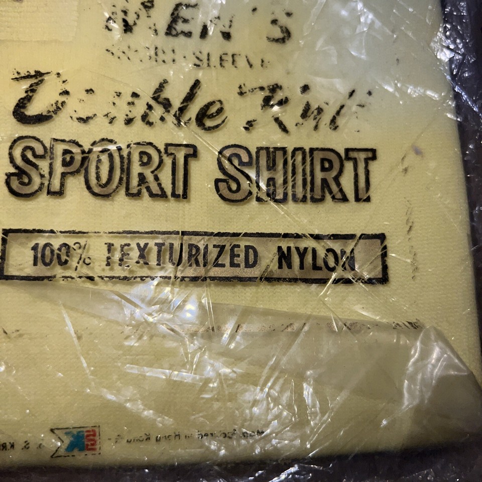 VINTAGE Kmart Shirt Mens Size Medium Yellow Polo Nylon 70’s Rockabilly ...