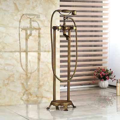 Bathroom Floor Stand Mounted Bathtub Tap Free Standing Bath Shower ...