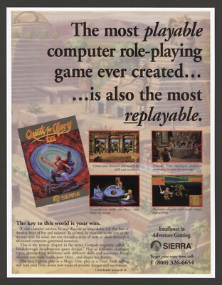 Quest For Glory III 3 Wages of War PC Game MS DOS Big Box Promo Ad ...