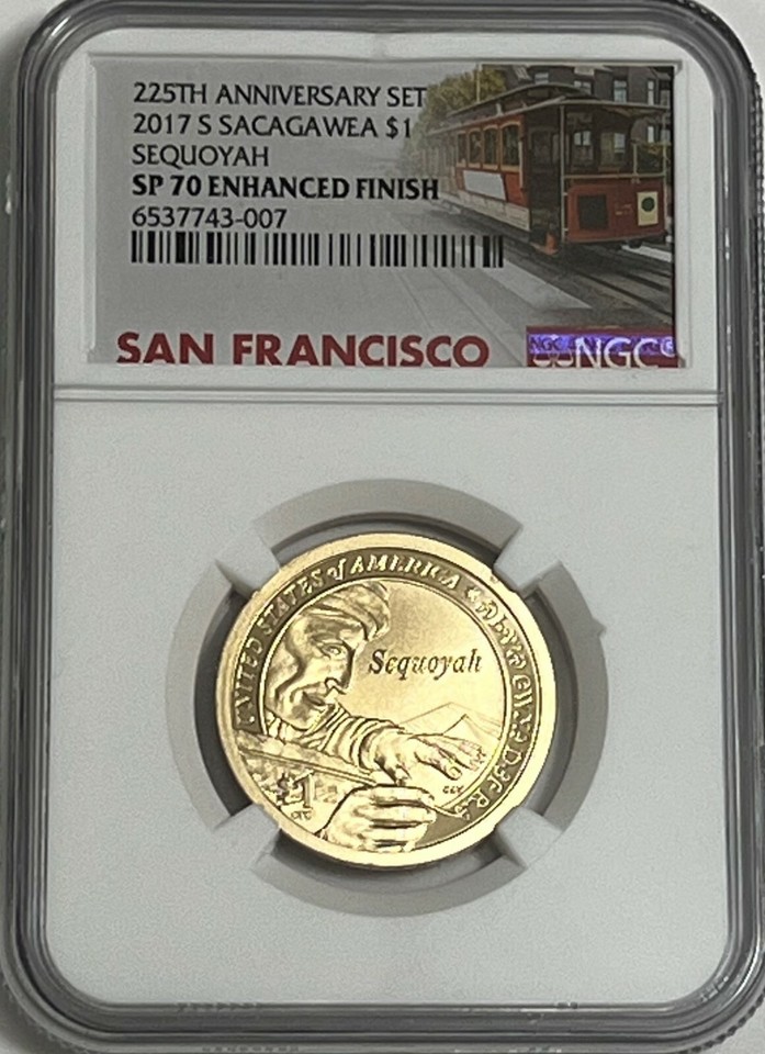 2017 S $1 NGC SP70 Enhanced Finish Sacagawea Sequoyah Dollar 225th | eBay