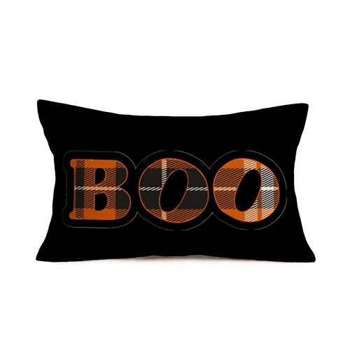 Halloween Boo Decor Throw Pillow Covers 12x20 Inch Black and Orange ...